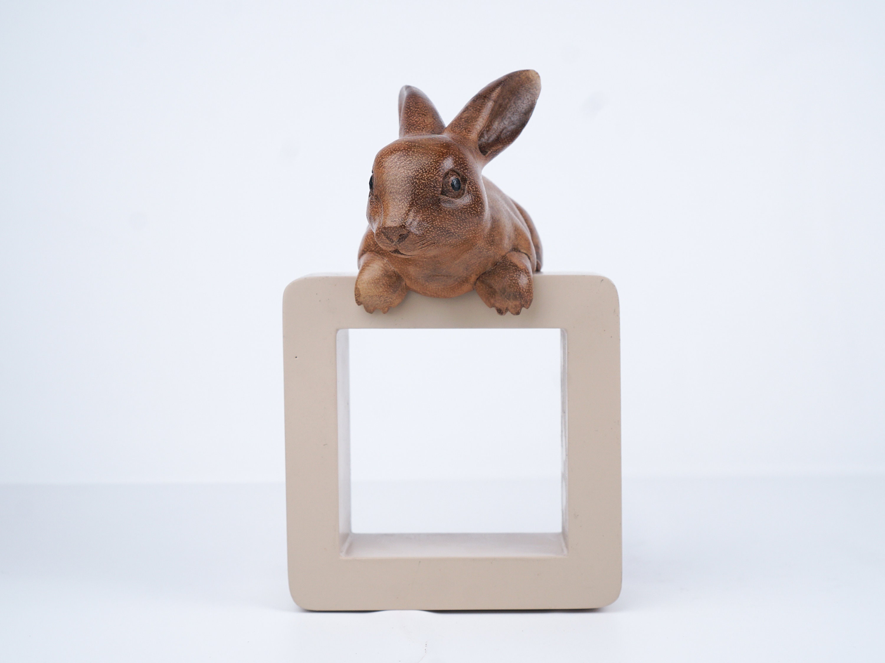 Wooden Rabbit Sculpture, Wood Statue, Rabbit Lover, Animal Statue ...