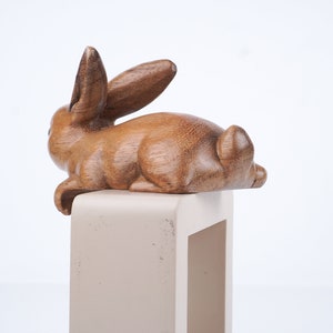 Wooden Rabbit Sculpture, Wood Statue, Rabbit Lover, Animal Statue ...
