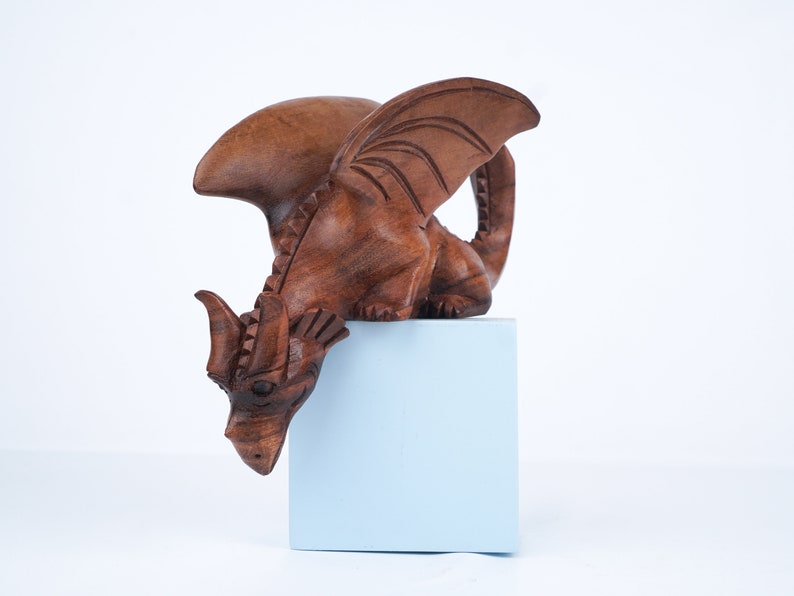 Wooden Dragon Sculpture, Wood Carving, Handmade, Hand Carved, Miniature ...