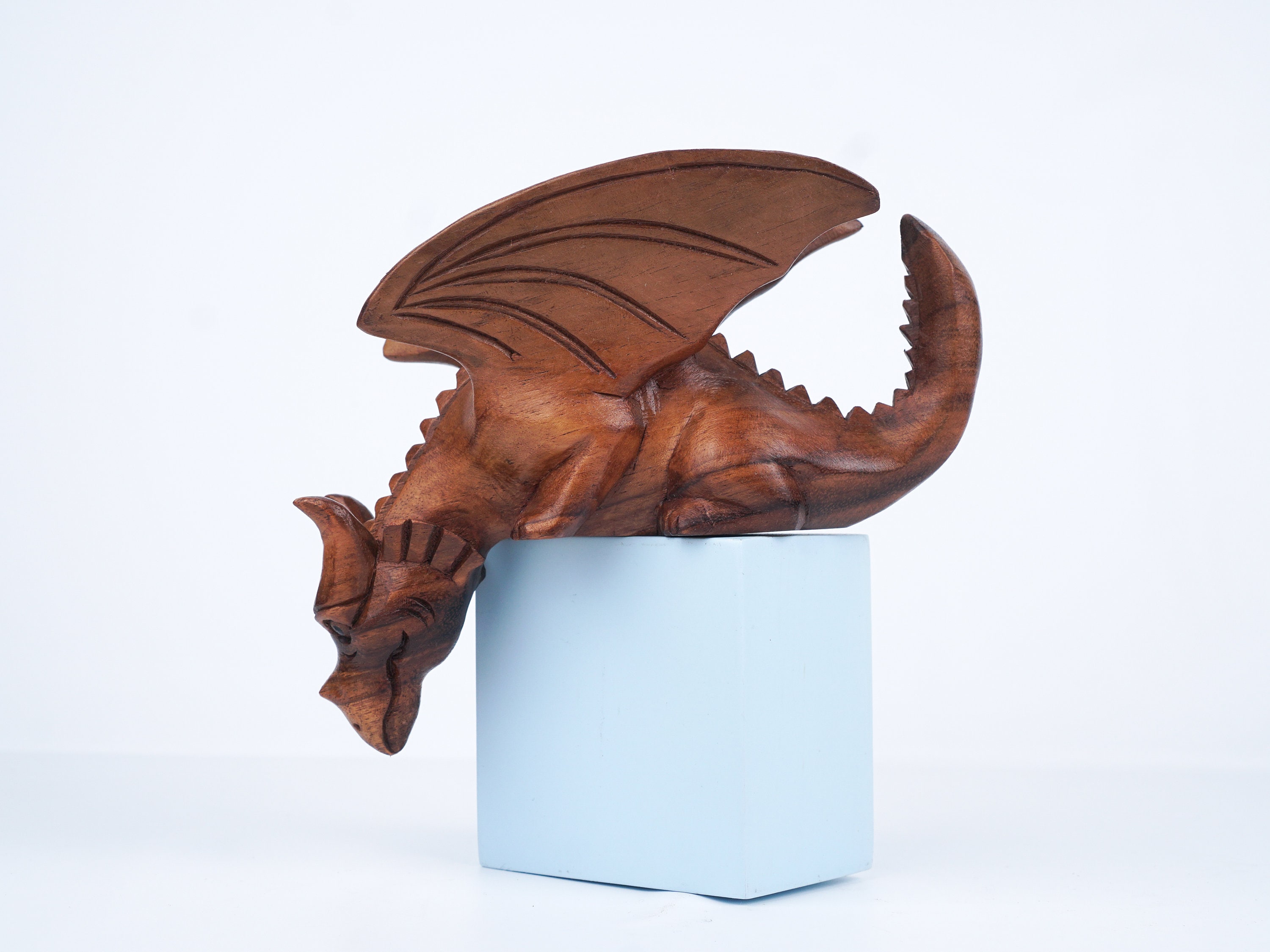 Wooden Dragon Sculpture, Wood Carving, Handmade, Hand Carved, Miniature ...