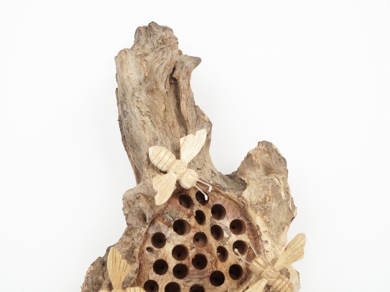 Wooden Bees on Honey Bee House 9.8" Inch - 30 Cm, Wall Decor ...