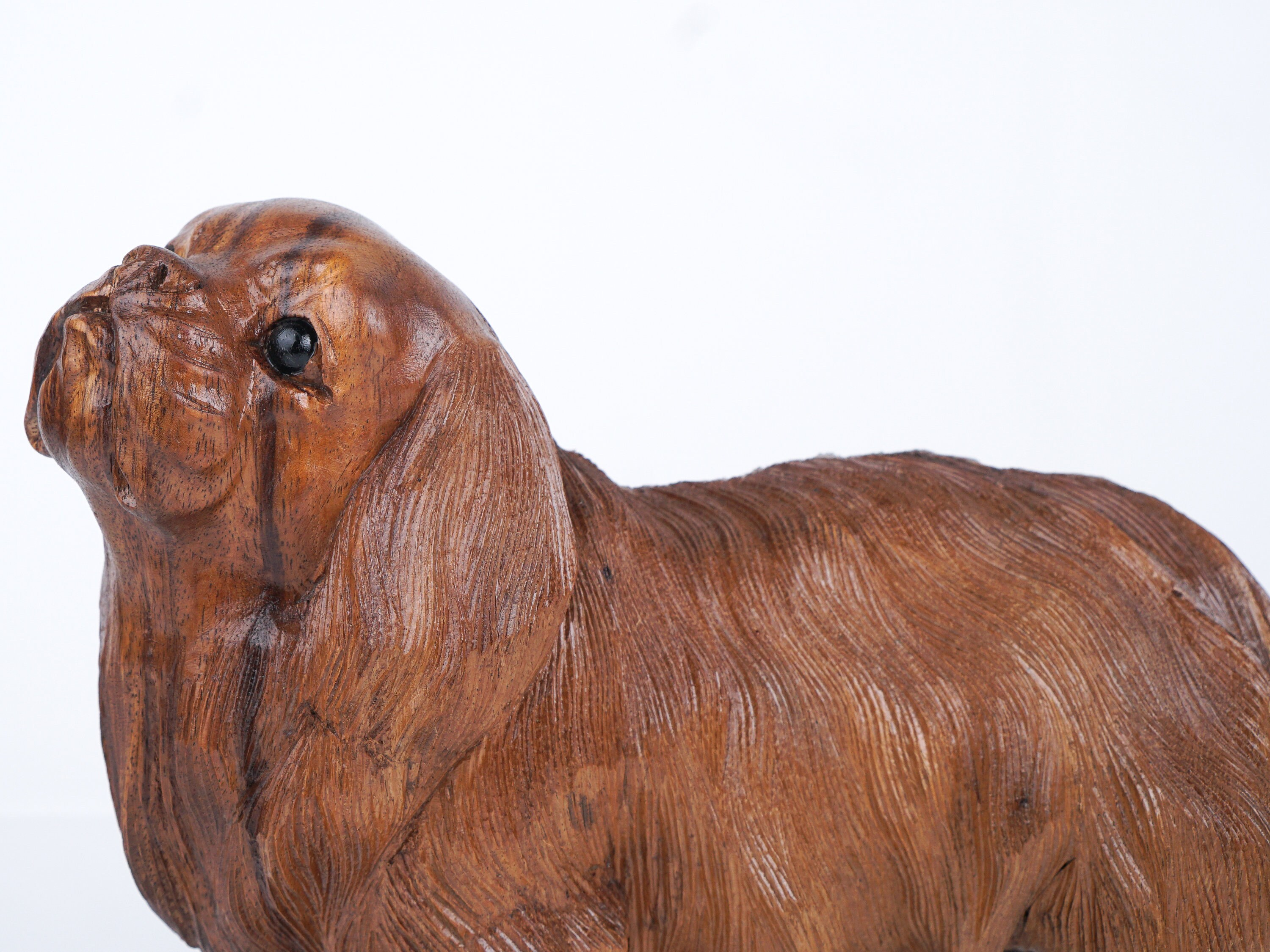 Wooden Pekingese Dog Sculpture 7.8 Inch / 20 Cm, Dog Lover, Animal ...