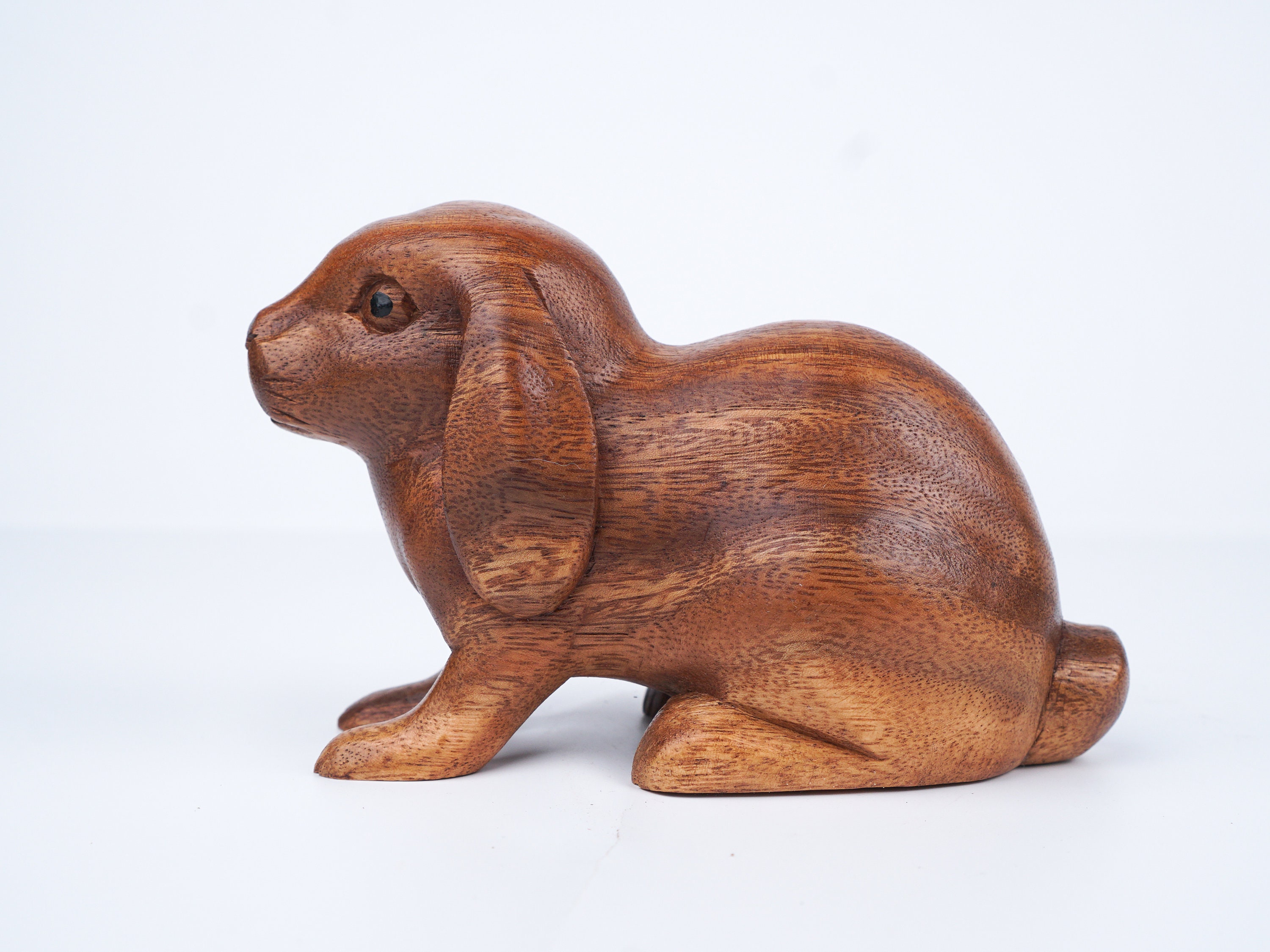 Wooden Rabbit Sculpture 3.9" Inch / 10 Cm, Rabbit Statue, Handmade ...