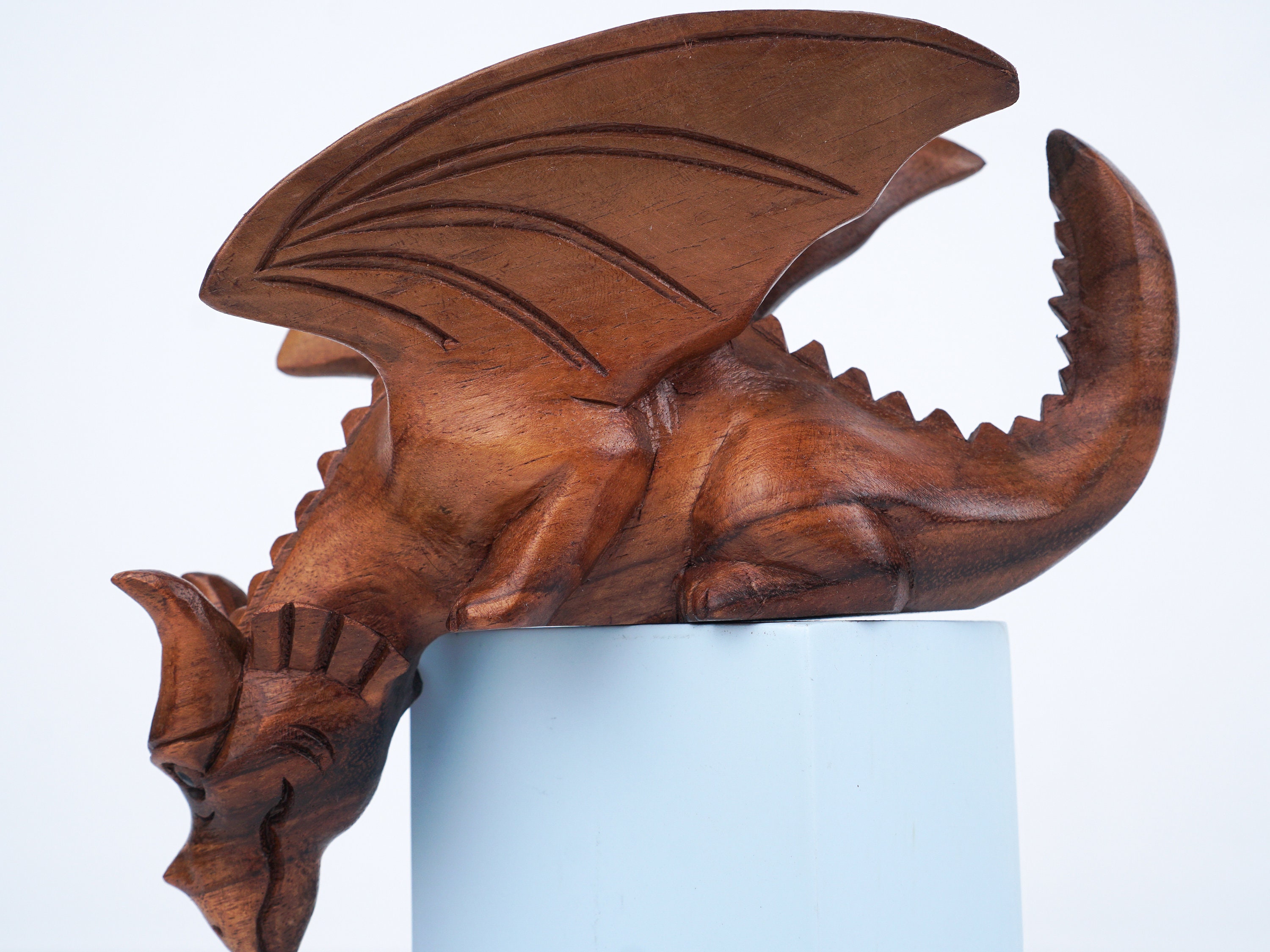 Wooden Dragon Sculpture, Wood Carving, Handmade, Hand Carved, Miniature ...