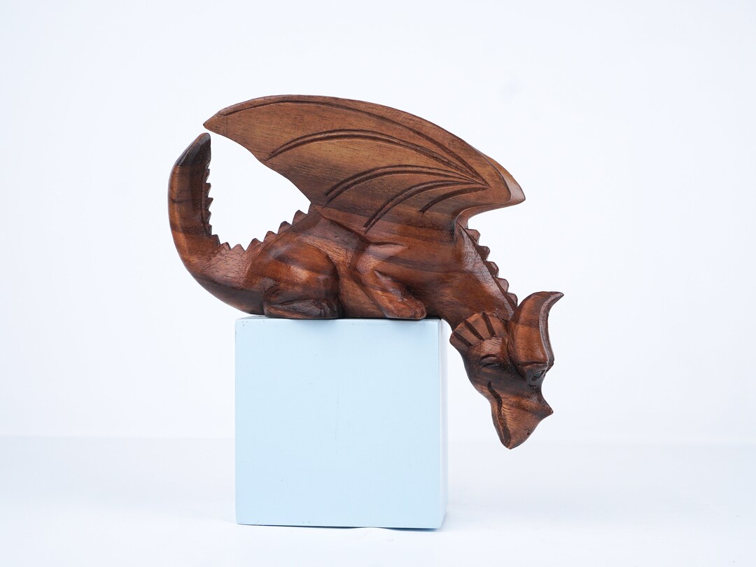 Wooden Dragon Sculpture, Wood Carving, Handmade, Hand Carved, Miniature ...
