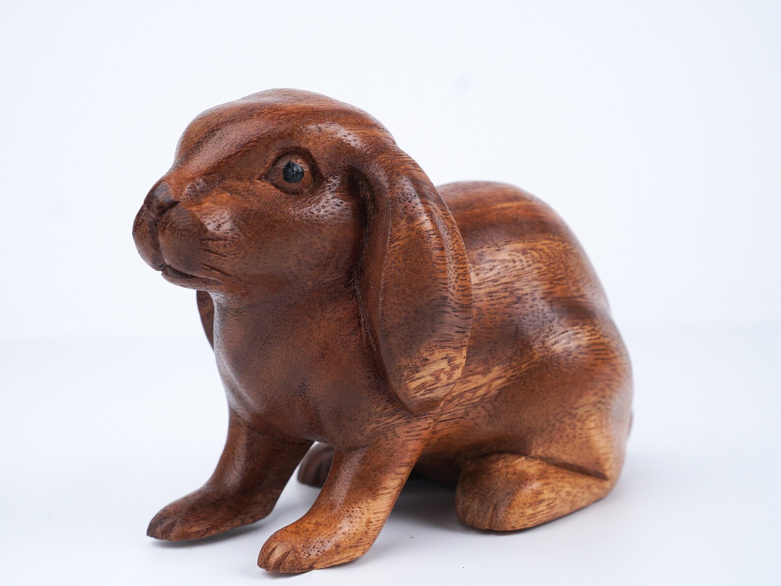 Wooden Rabbit Sculpture 3.9 Inch / 10 Cm, Rabbit Statue, Handmade, Hand ...
