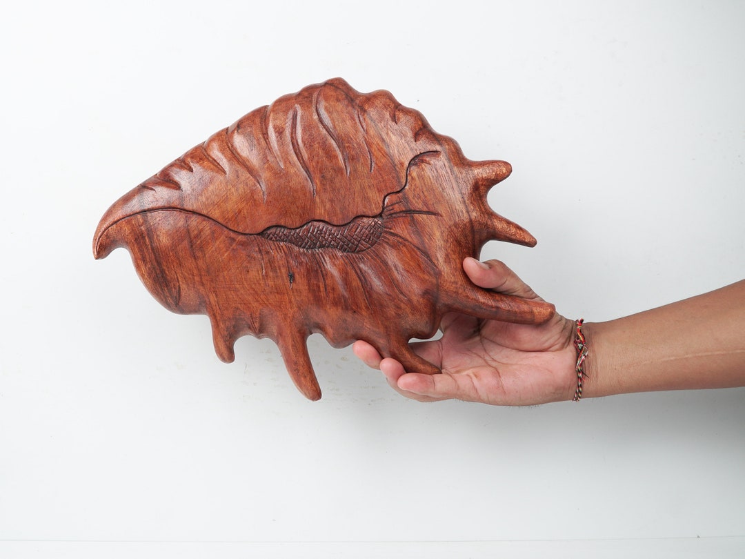 Wooden Wall Decor Sea Shell, Wood Carving, Wall Decor, Handmade, Hand ...