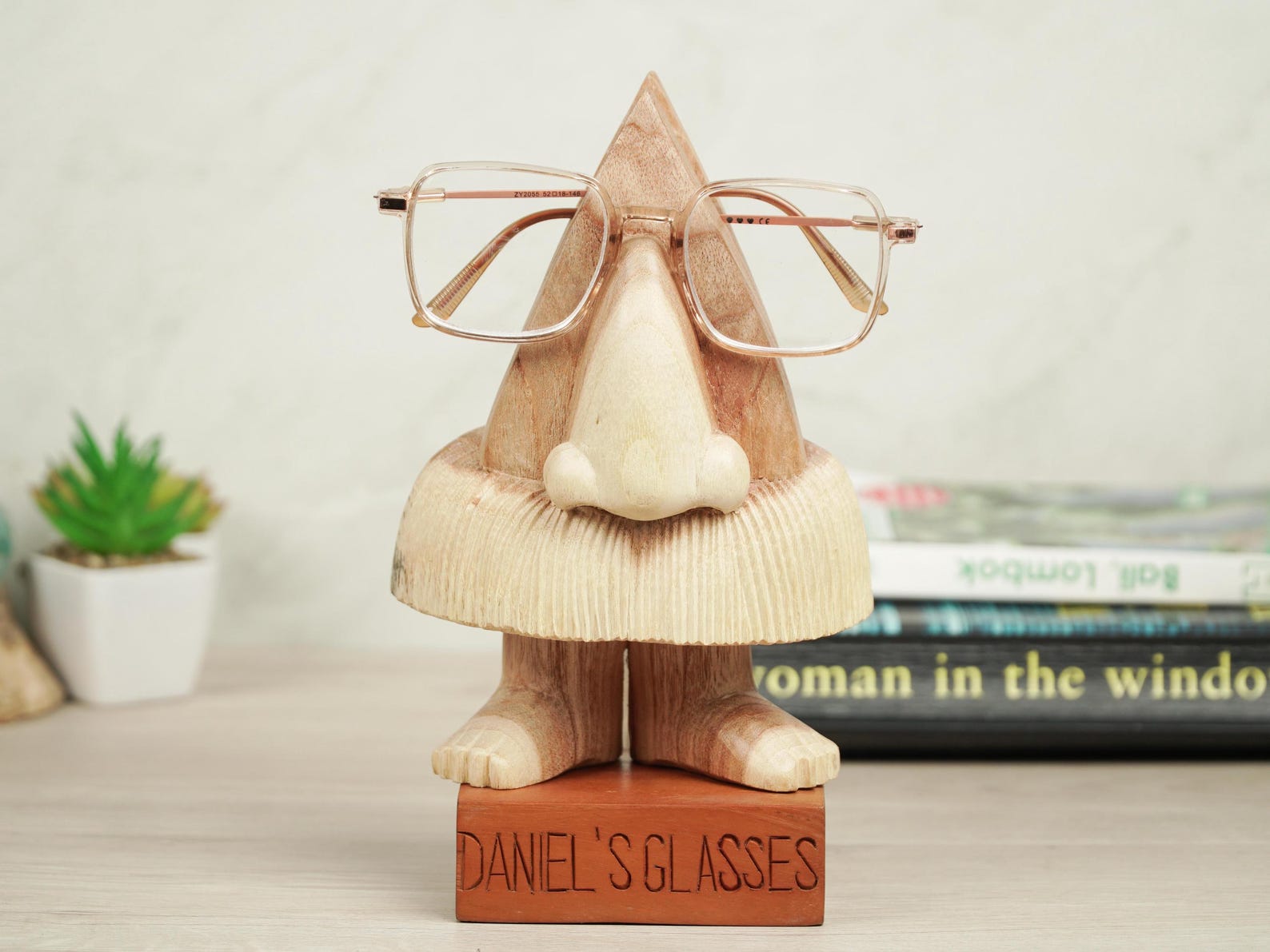 Wooden Eyeglass Stand 15 Cm - 5.9" Inch, Wood Carving, Handmade, Hand ...