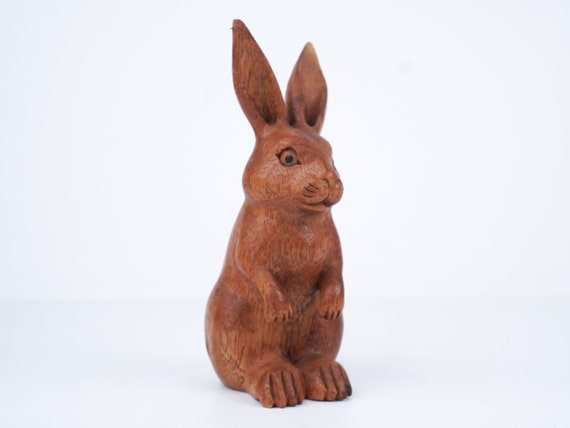 Wooden Rabbit Sculpture Rabbit Statue Rabbit Lover Animal - Etsy