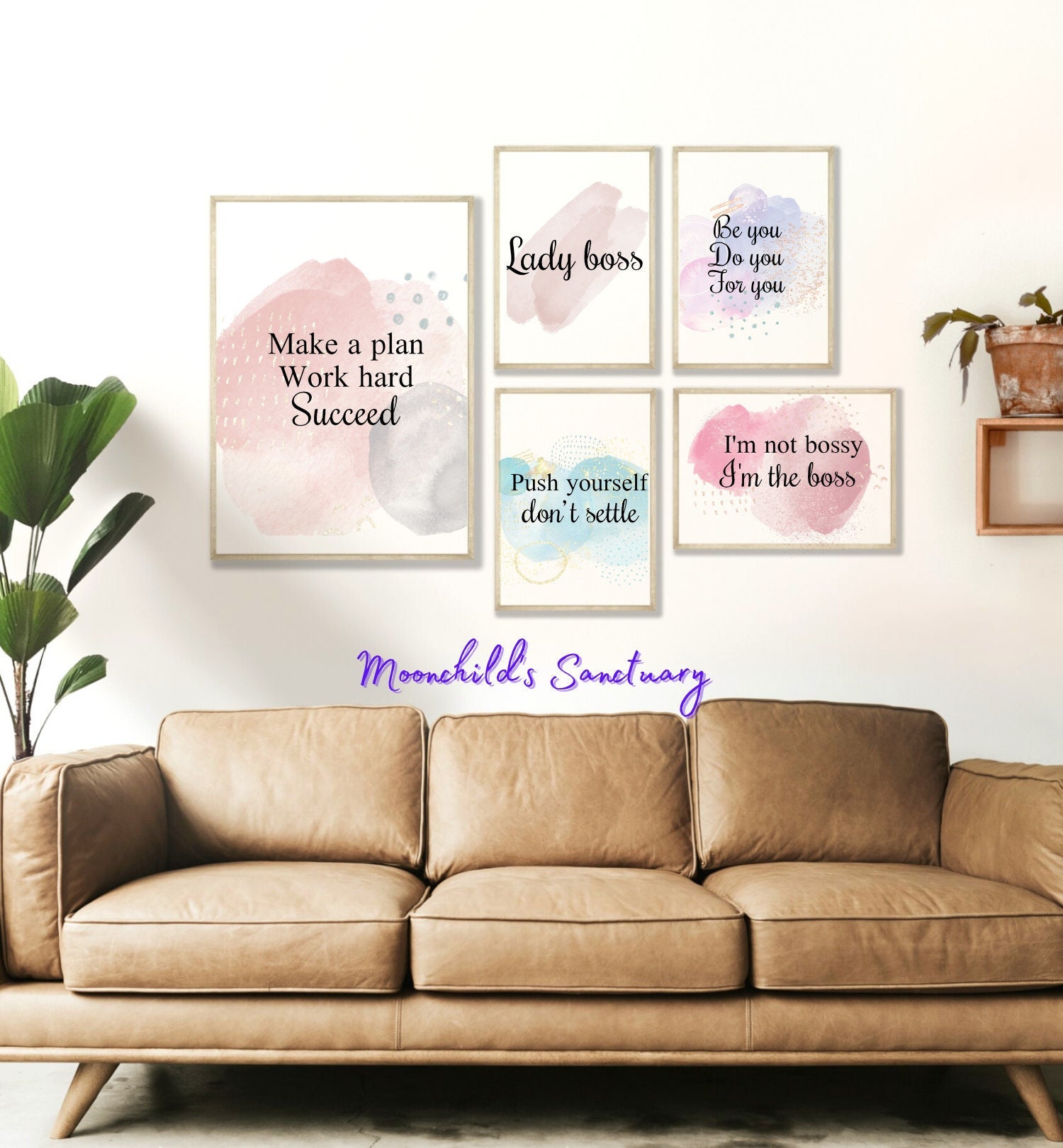 Girl Boss Print, Digital Wall Art, Printable Wall Art, Watercolor Quote ...
