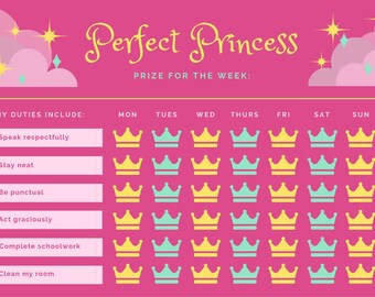 Princess Reward Chart Printable - Etsy UK
