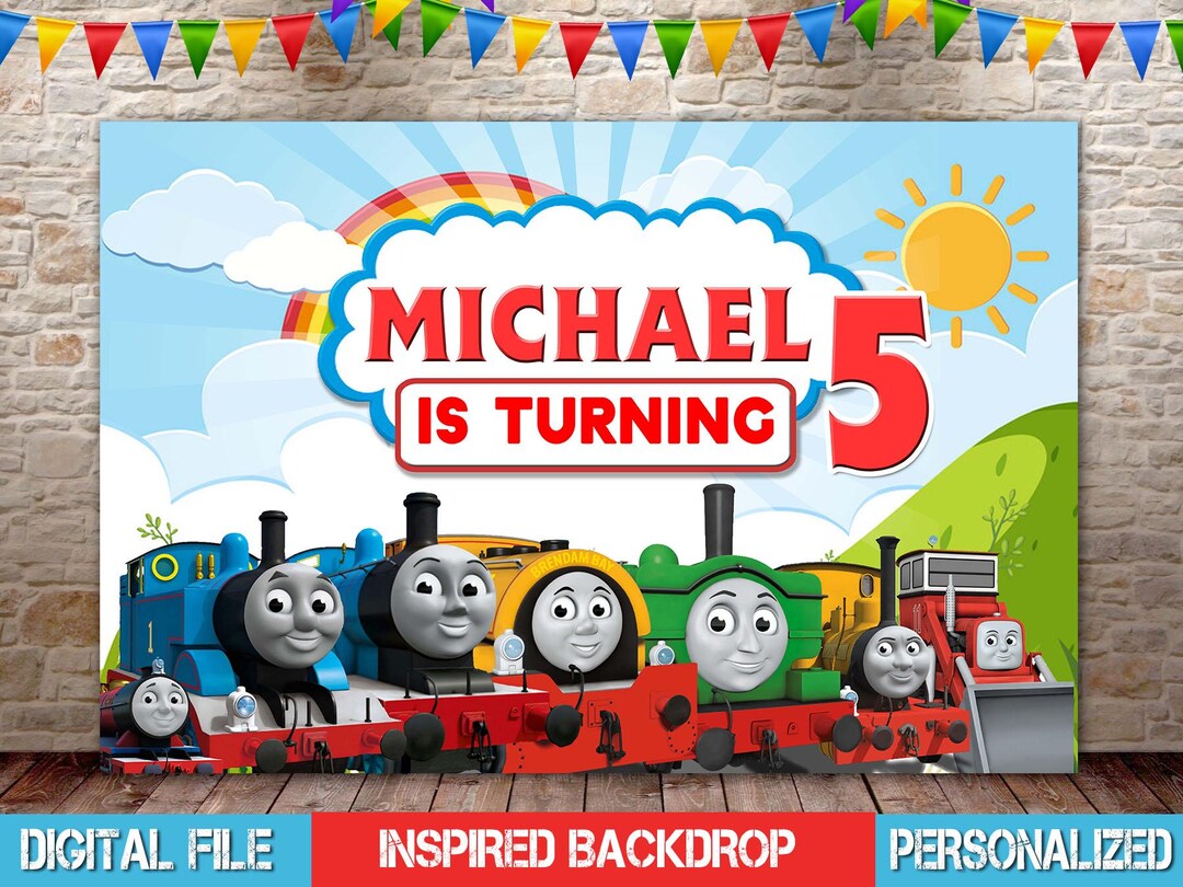 Printable Train Birthday Backdrop, Train Birthday Party Decorations ...