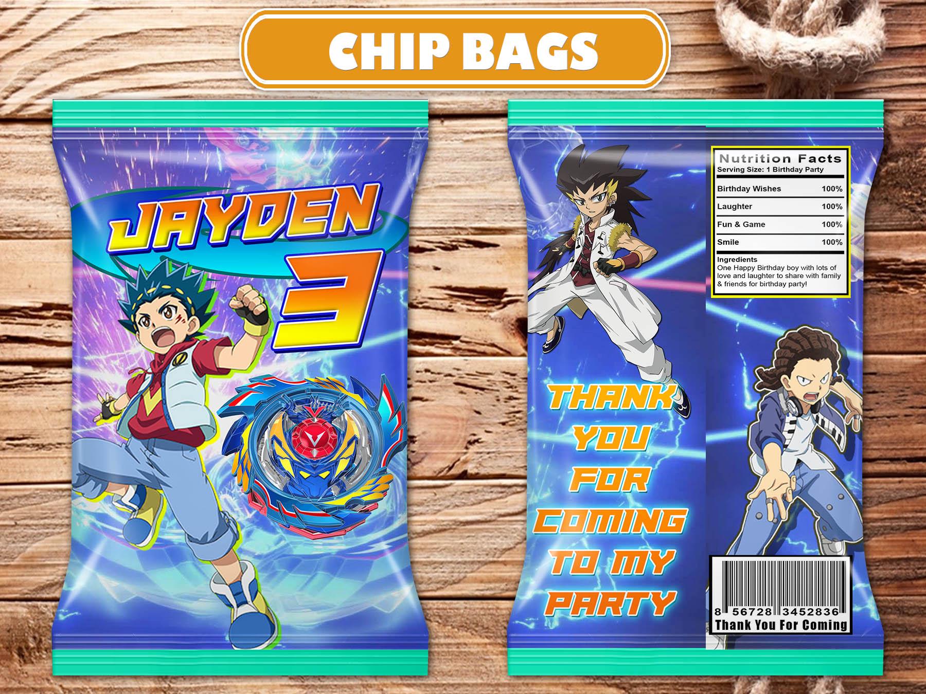 Printable Beyblade Favor Chip Bags - Kids Birthday Birthday Party Chip ...