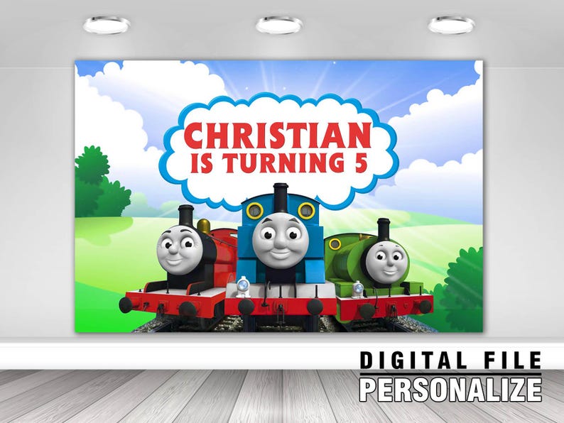 Printable Train Backdrop, Train Birthday Banner, Personalized, Digital ...