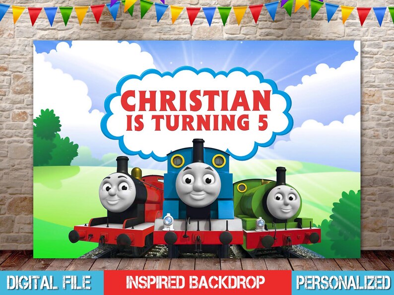 Printable Train Backdrop, Train Birthday Banner, Personalized, Digital ...