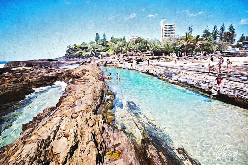 Gold Coast Rock Pools Coastal Beach Print Ocean Print | Etsy