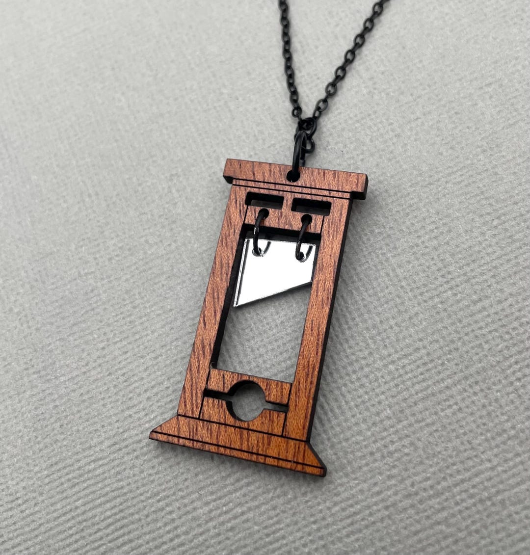 Guillotine Necklace: Wood & Mirror Acrylic, 22" Chain - Etsy