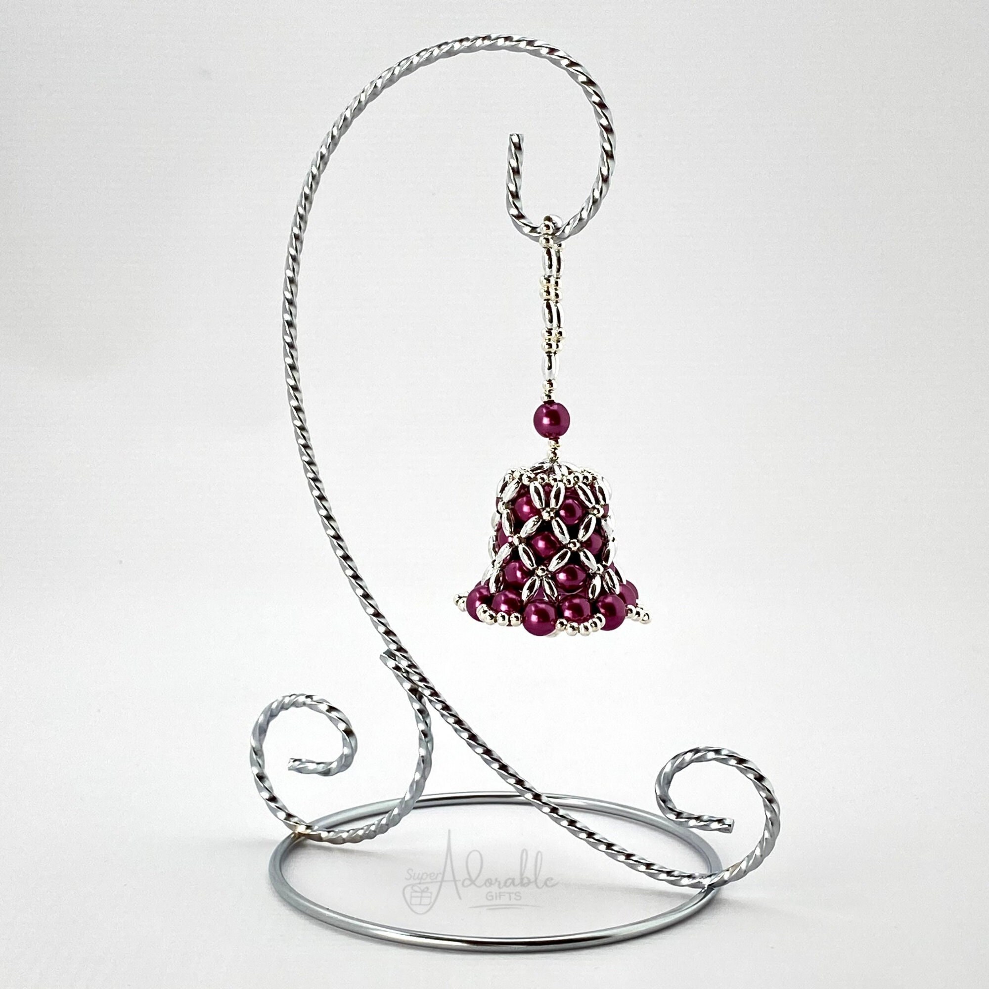 Beaded Bell-glass Pearl, Beaded Jingle Bell Pendant, Beaded Bell ...