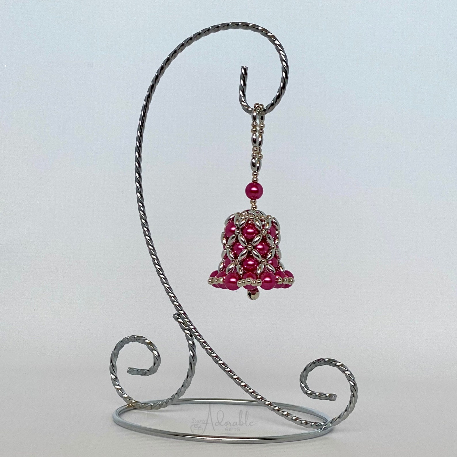 Beaded Bell-glass Pearl, Beaded Jingle Bell Pendant, Beaded Bell ...