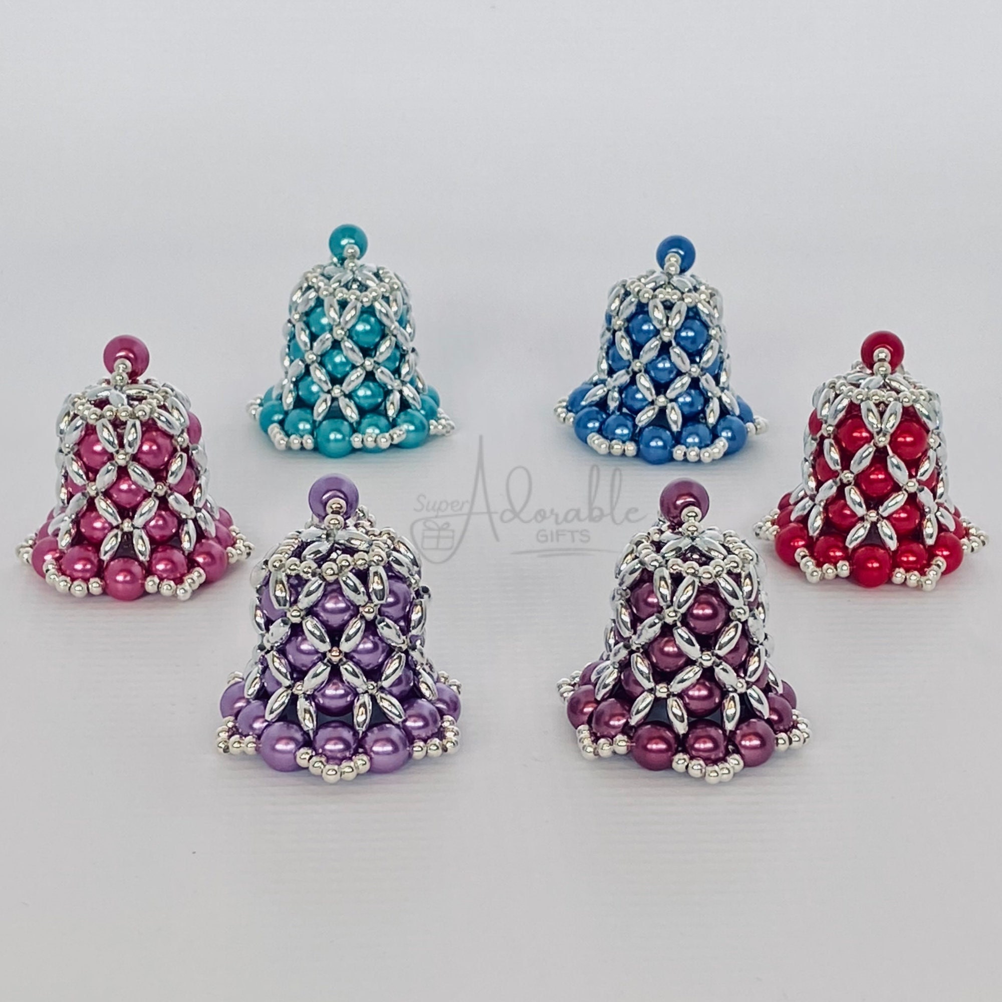 Beaded Bell-glass Pearl, Beaded Jingle Bell Pendant, Beaded Bell ...