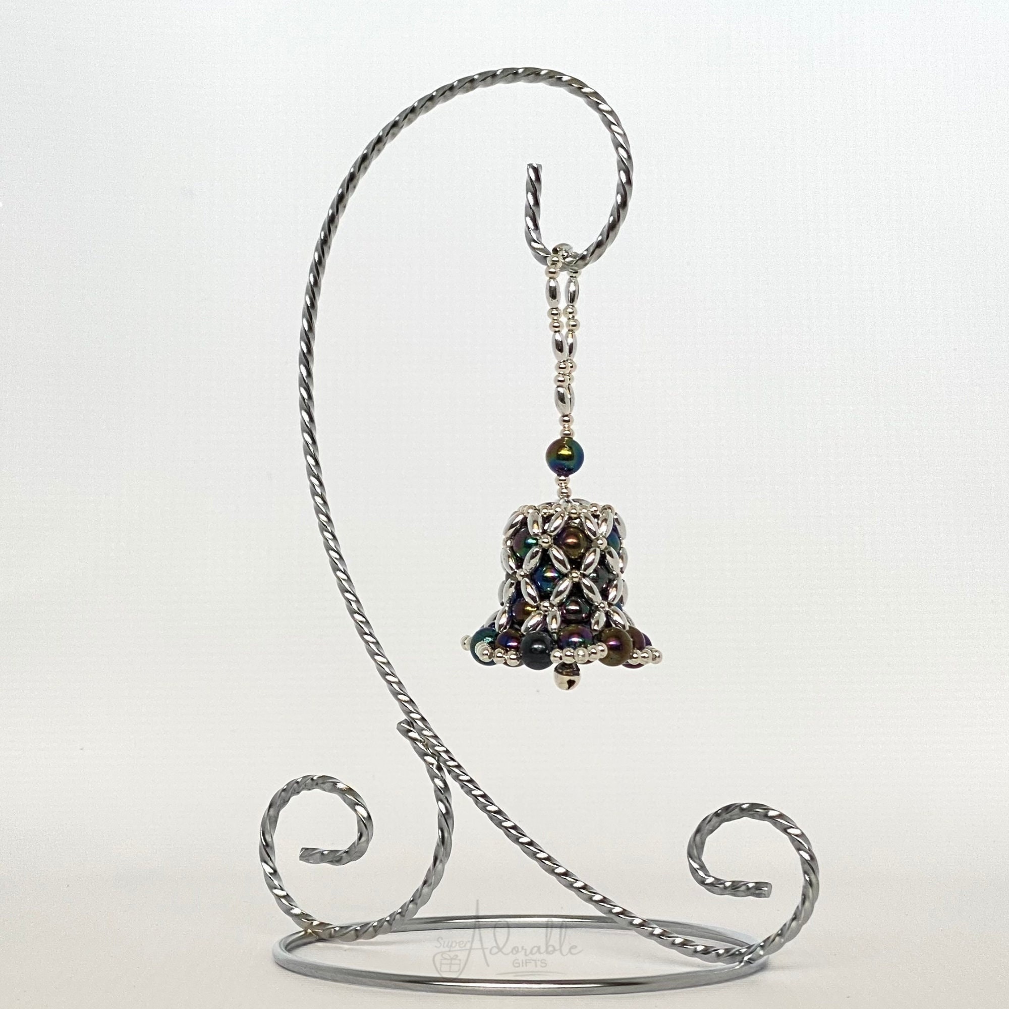 Beaded Bell-faux Pearl, Beaded Jingle Bell Pendant, Beaded Bell ...