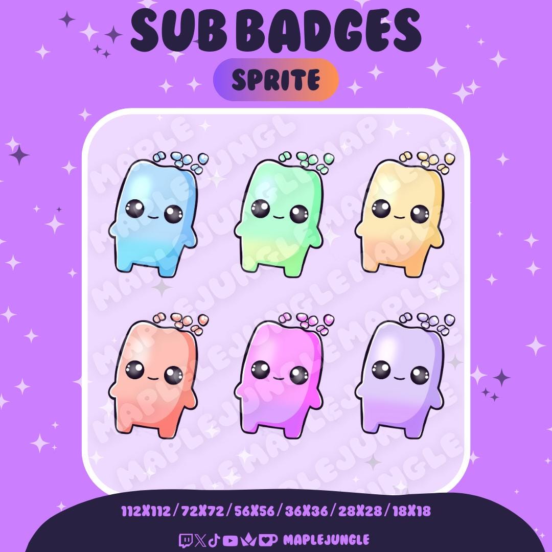 6 Water Sprite Sub & Bit/cheer Badges for Twitch/youtube Cute Twitch ...