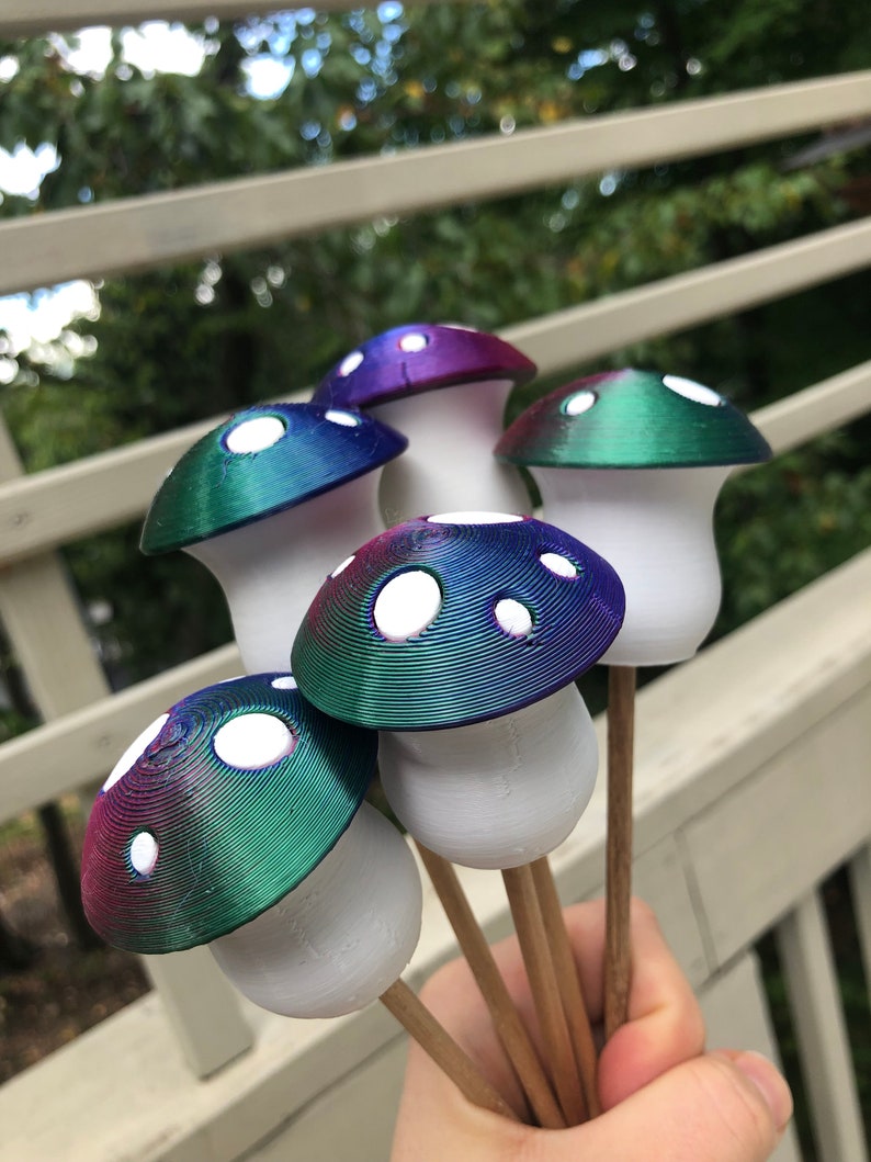 3D Printed Mushroom Plant Stakes - Etsy