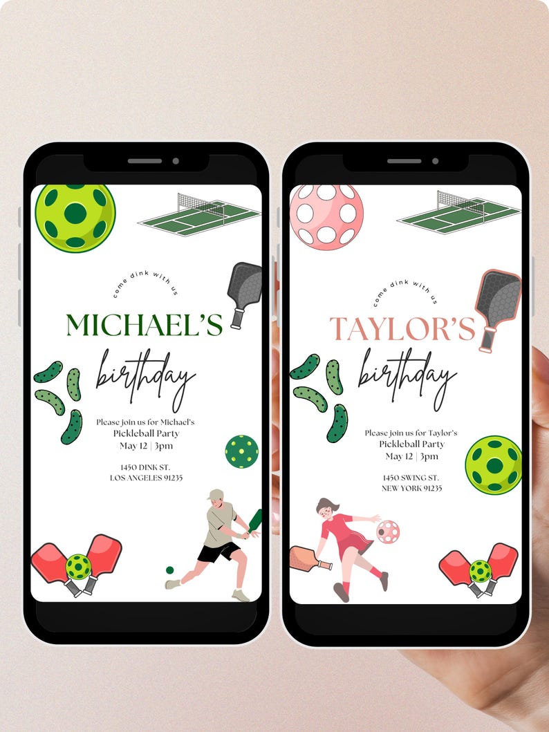 Editable Pickleball Party Invitation | Modern Pickleball Birthday ...