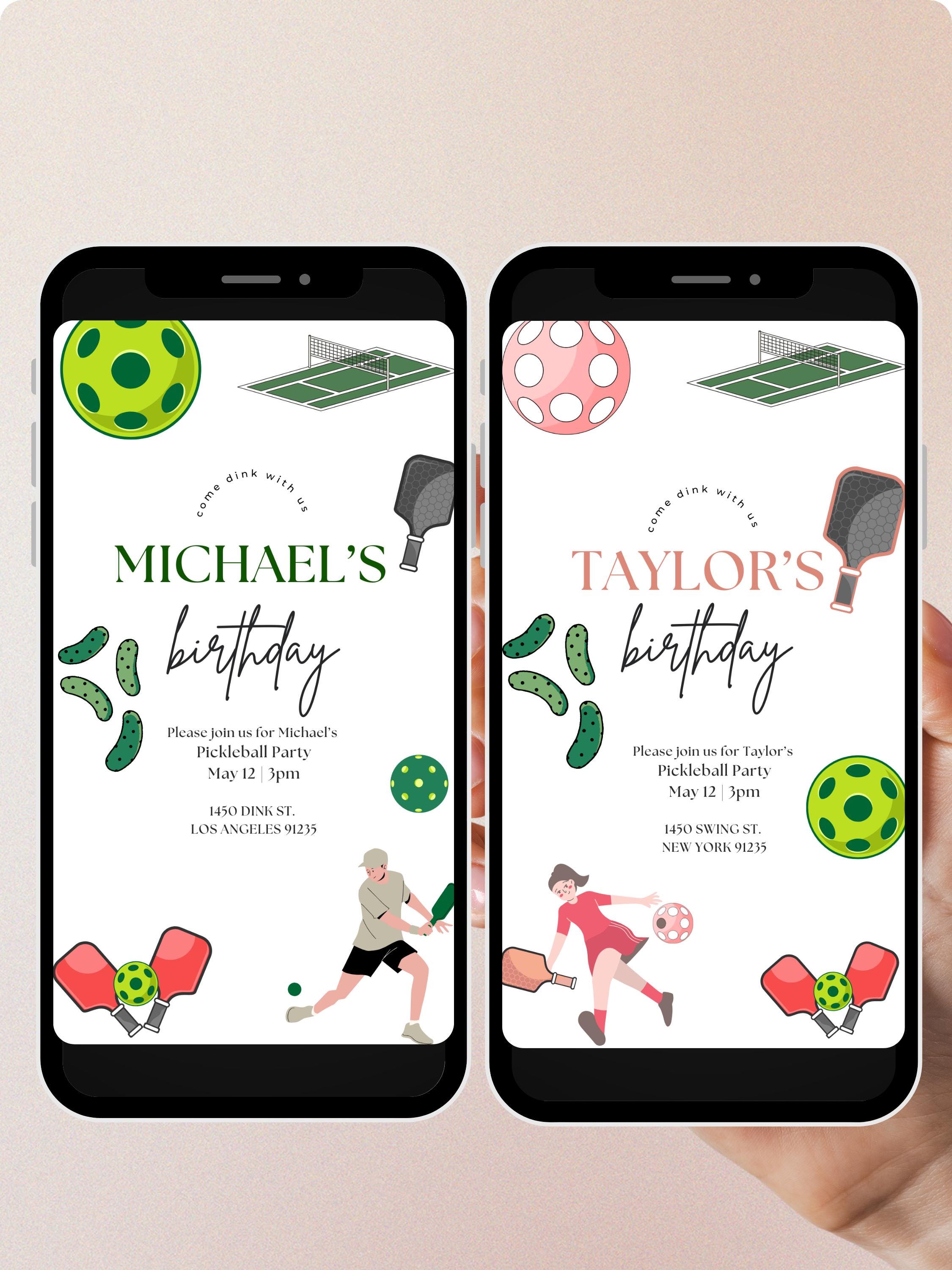 Editable Pickleball Party Invitation | Modern Pickleball Birthday ...