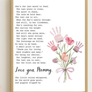 Sentimental Mother’s Day Handprint Poem Keepsake Personalized Editable ...
