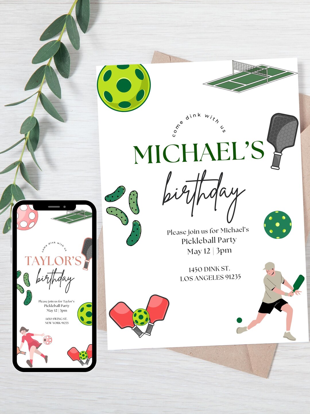 Editable Pickleball Party Invitation | Modern Pickleball Birthday ...