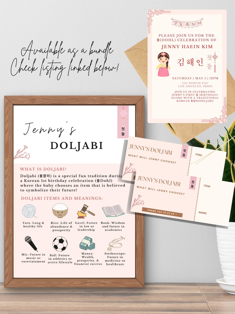 Doljabi Explanation Birthday Sign | Minimalist Korean Girl Dohl 1st ...