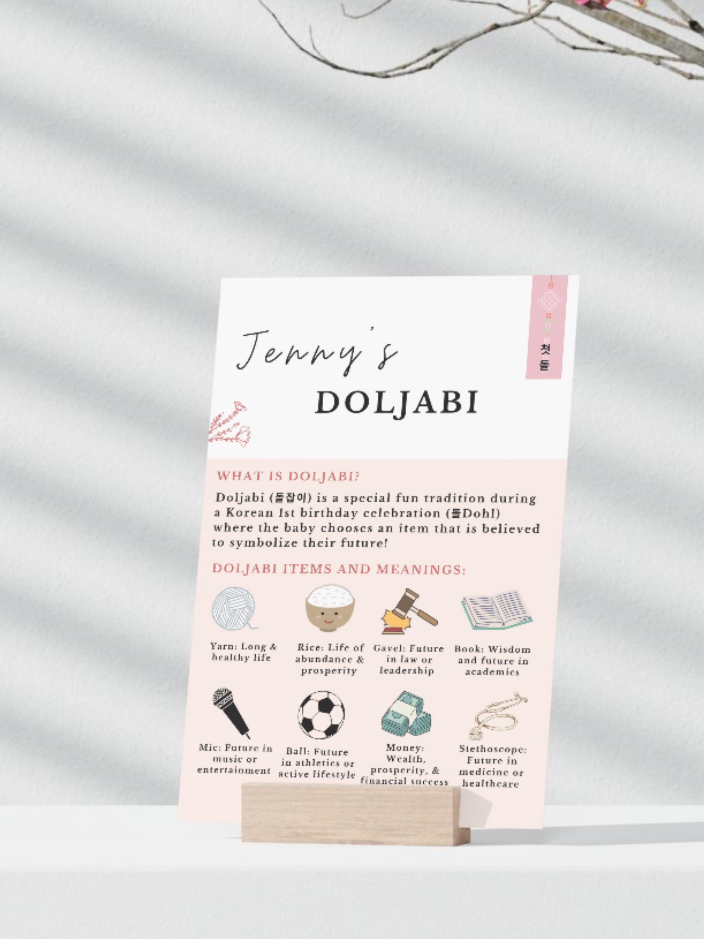 Doljabi Explanation Birthday Sign | Minimalist Korean Girl Dohl 1st ...