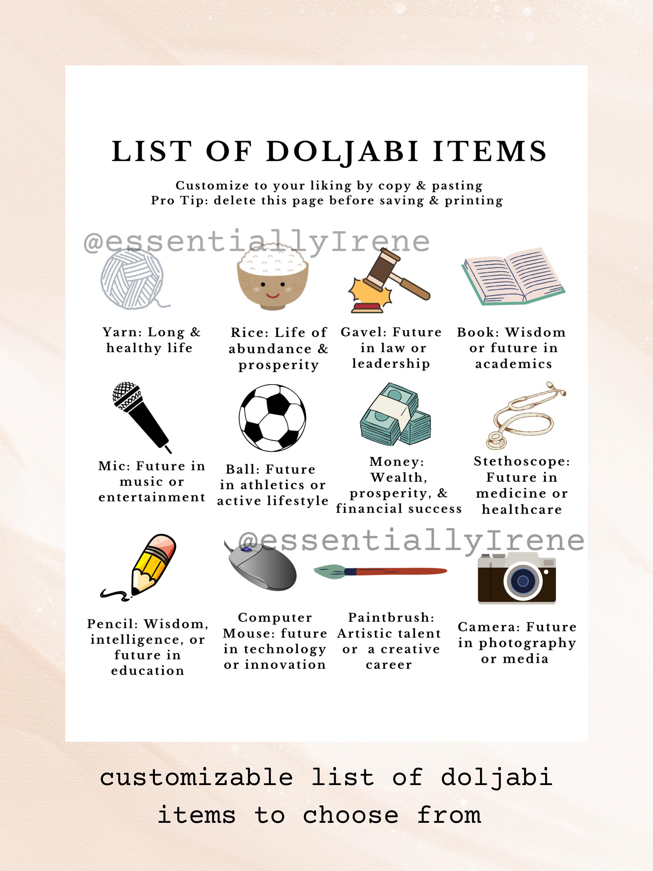 Doljabi Explanation Birthday Sign | Minimalist Korean Girl Dohl 1st ...