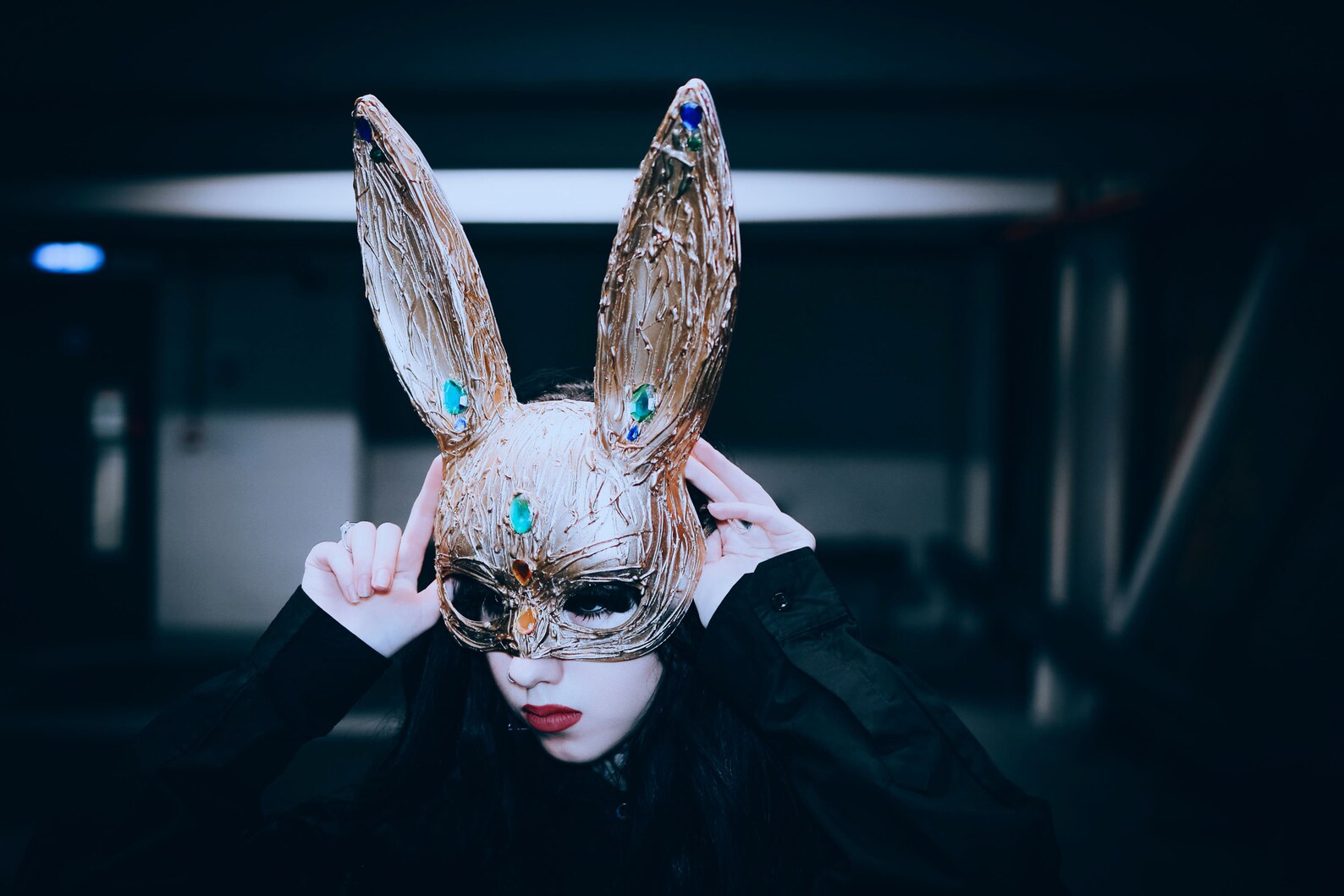 Gold Mask, Horror Easter Mask, Bunny Mask, Rabbit Mask, Halloween Prop ...
