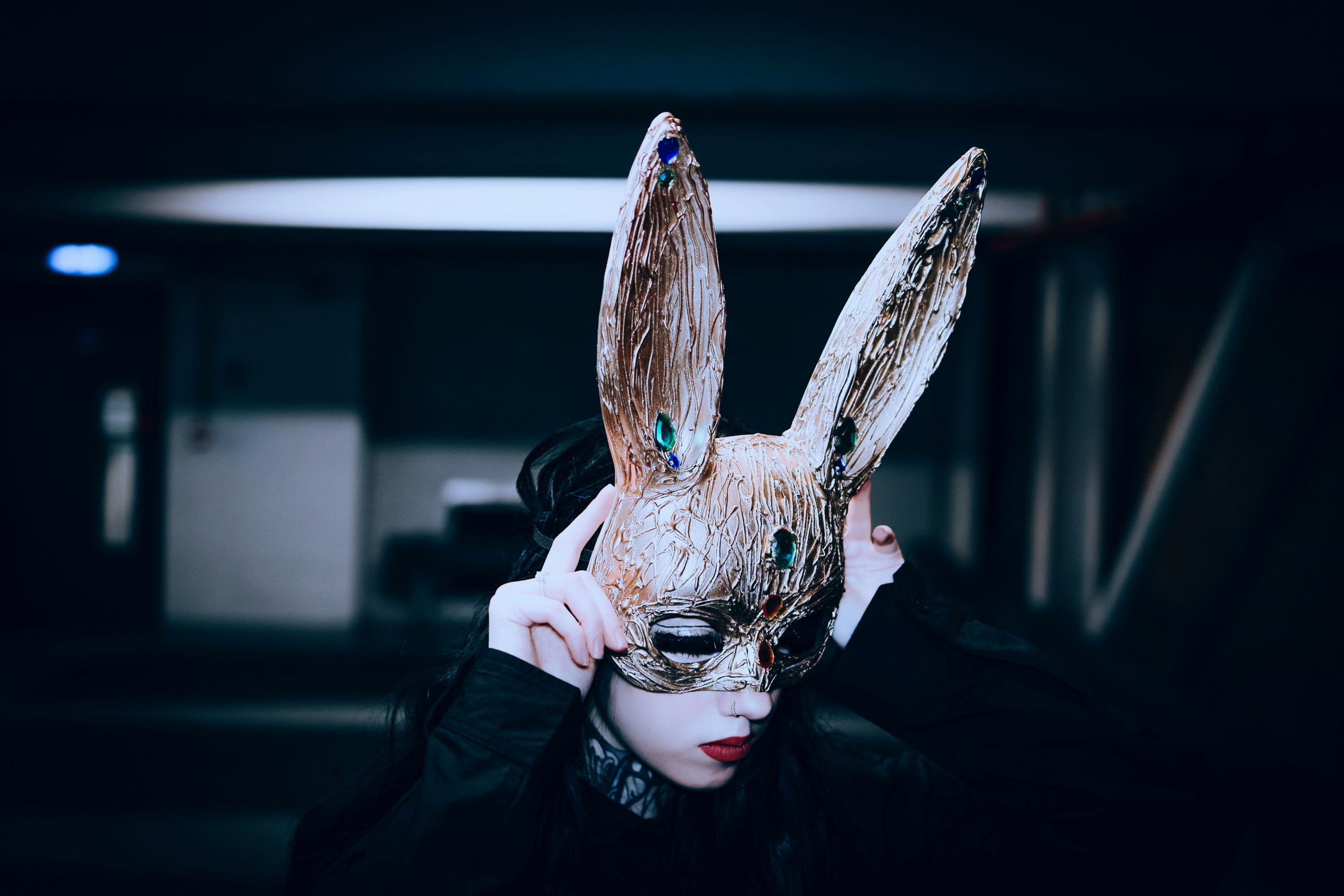 Gold Mask, Horror Easter Mask, Bunny Mask, Rabbit Mask, Halloween Prop ...