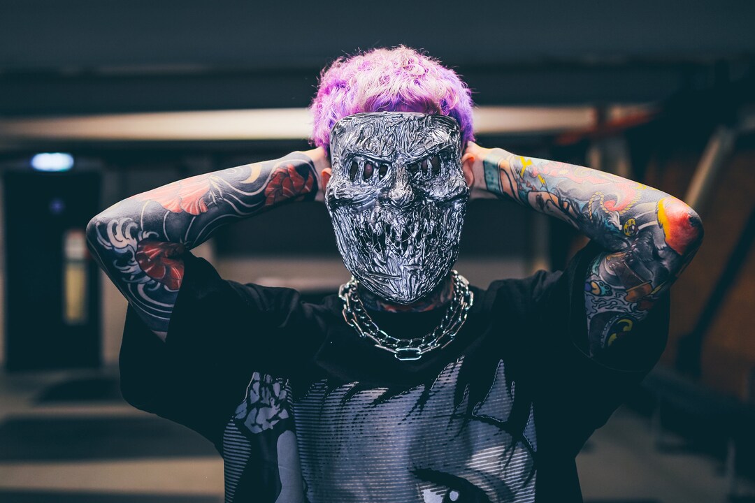 Silver Scary Warrior Mask, Horror, Cyberpunk, Industrial, Dystopia Mask ...