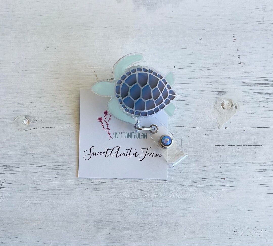 Pretty Sea Turtle, Ocean Blue, Interchangeable Badge Reel, Stethoscope ...
