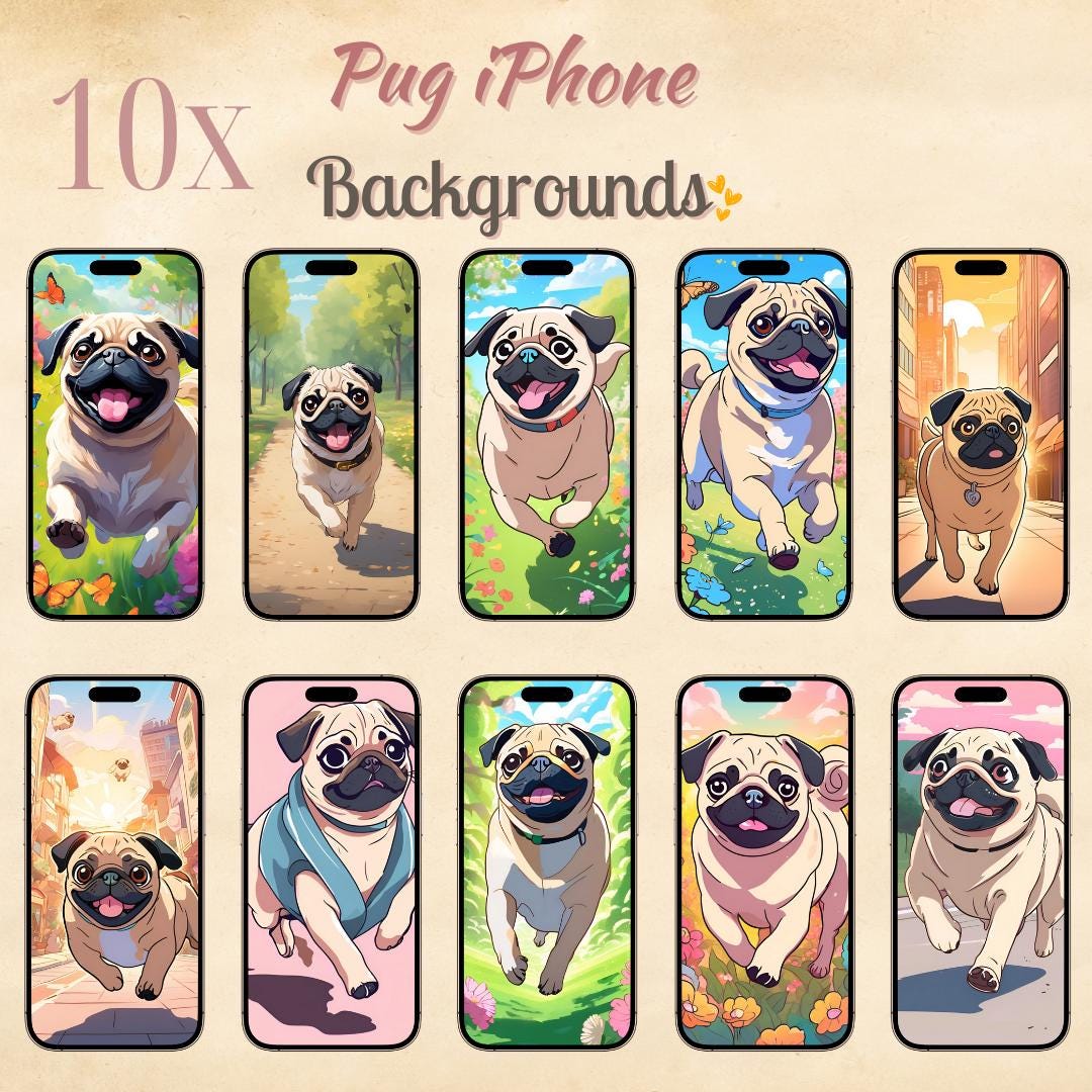 Anime-style Pug Phone Wallpapers | Cute Pug iPhone Backgrounds ...