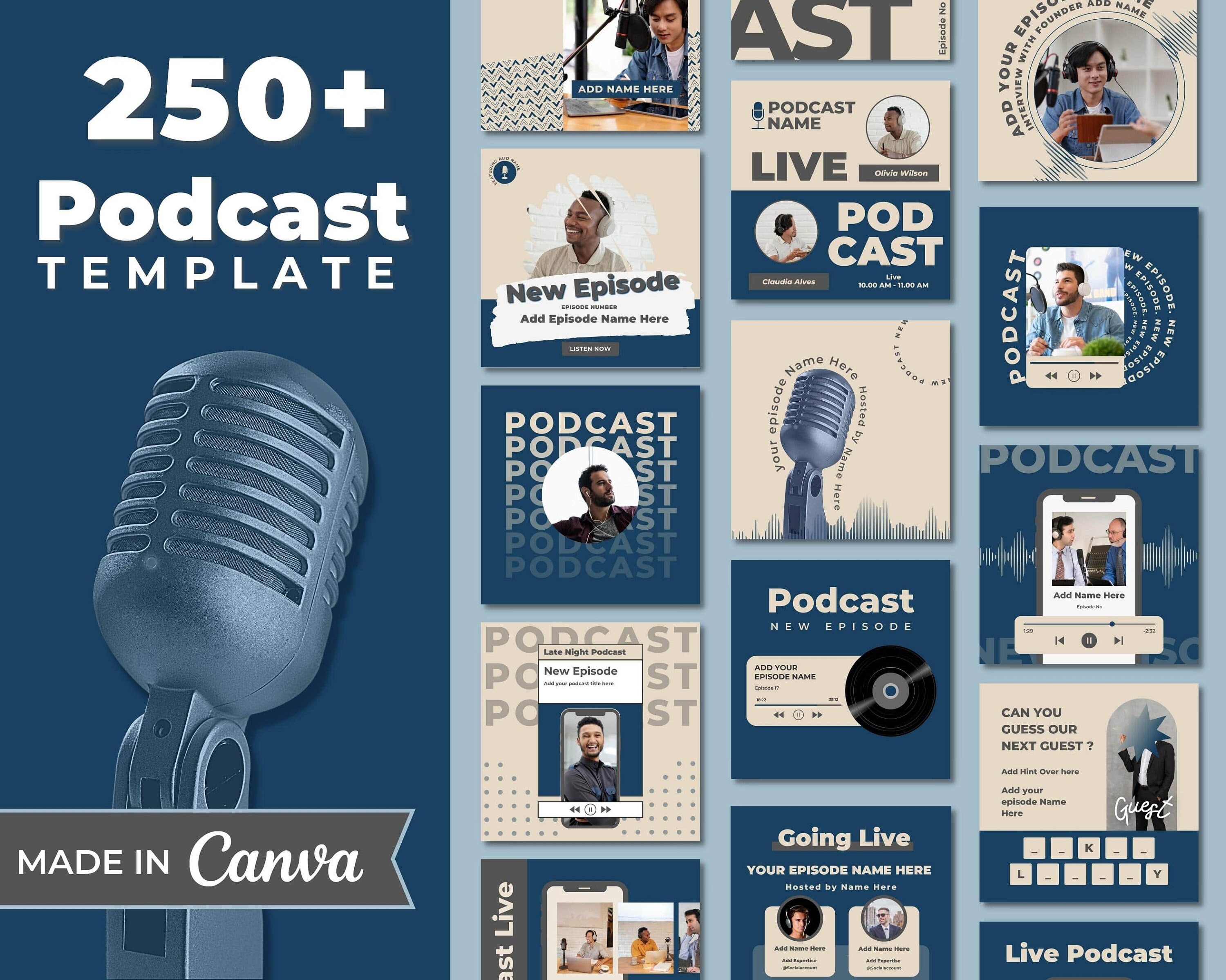 250 Podcast Instagram Template Podcast Canva Instagram Podcast ...