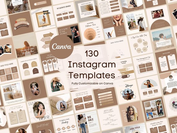 130 Social Media Templates Boho Canva Templates Neutral - Etsy