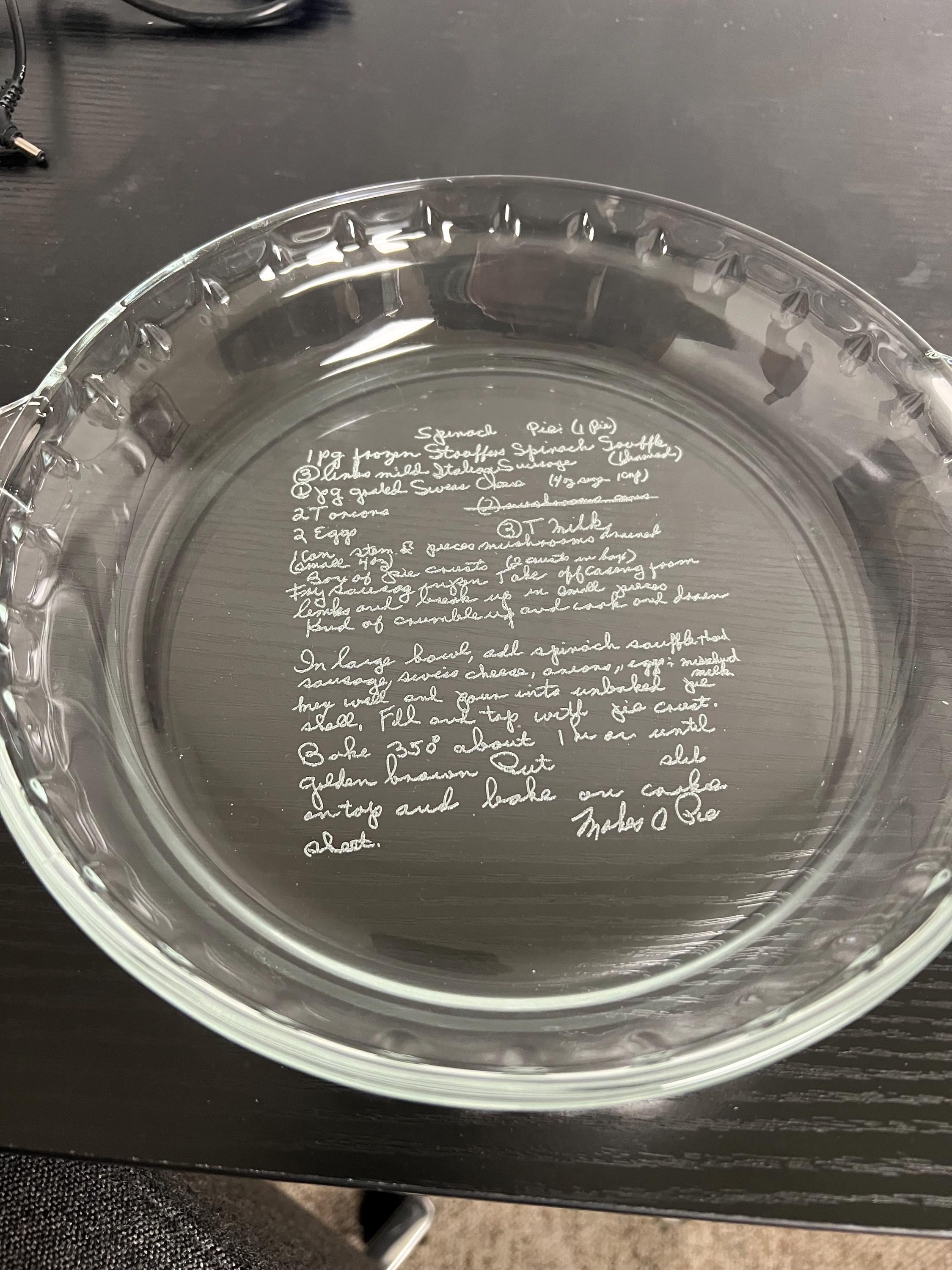 Custom Laser Engraved Glass Pie Pan – Personalized Bakeware Gift - Etsy