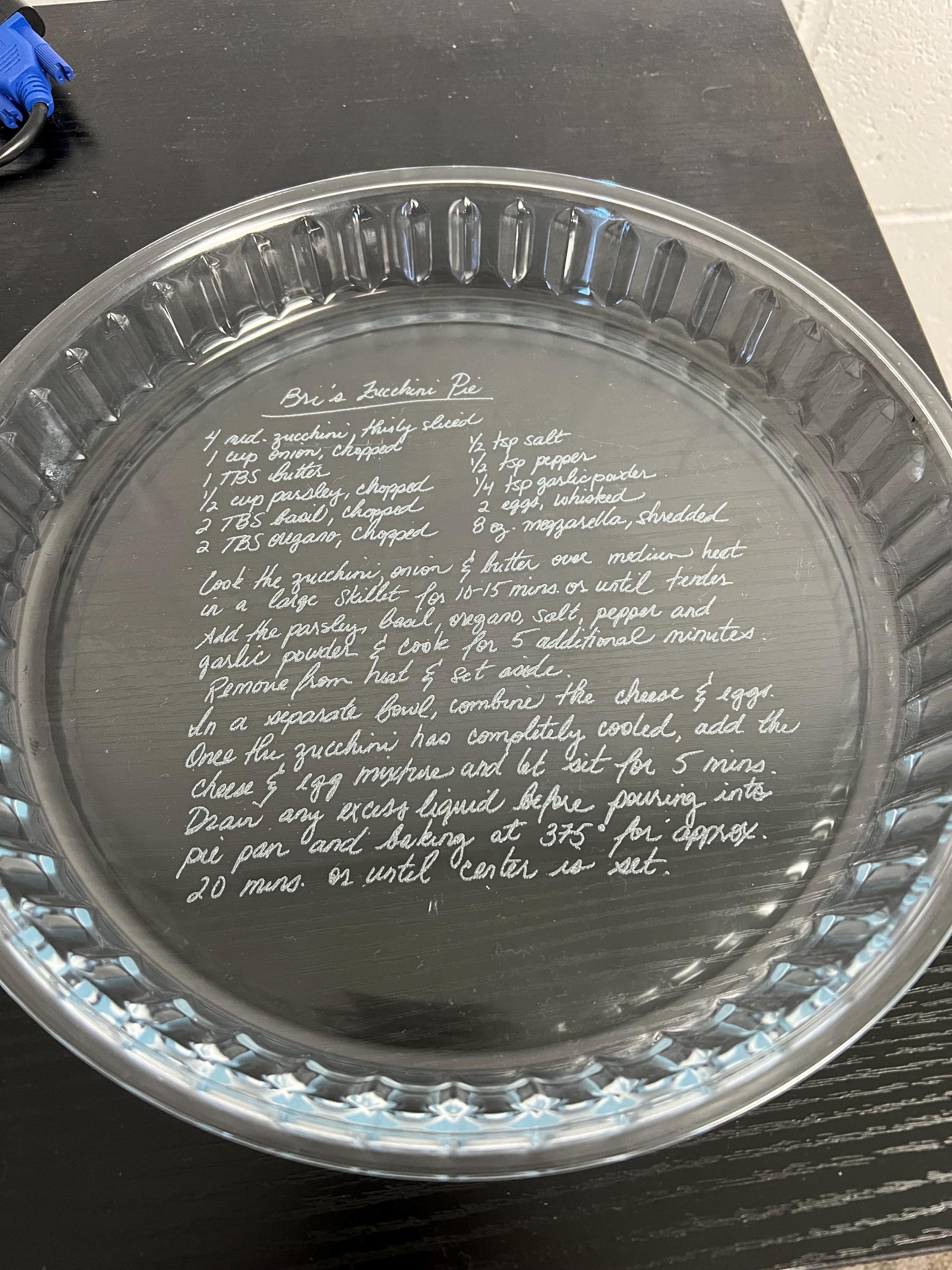 Custom Laser Engraved Glass Pie Pan – Personalized Bakeware Gift - Etsy