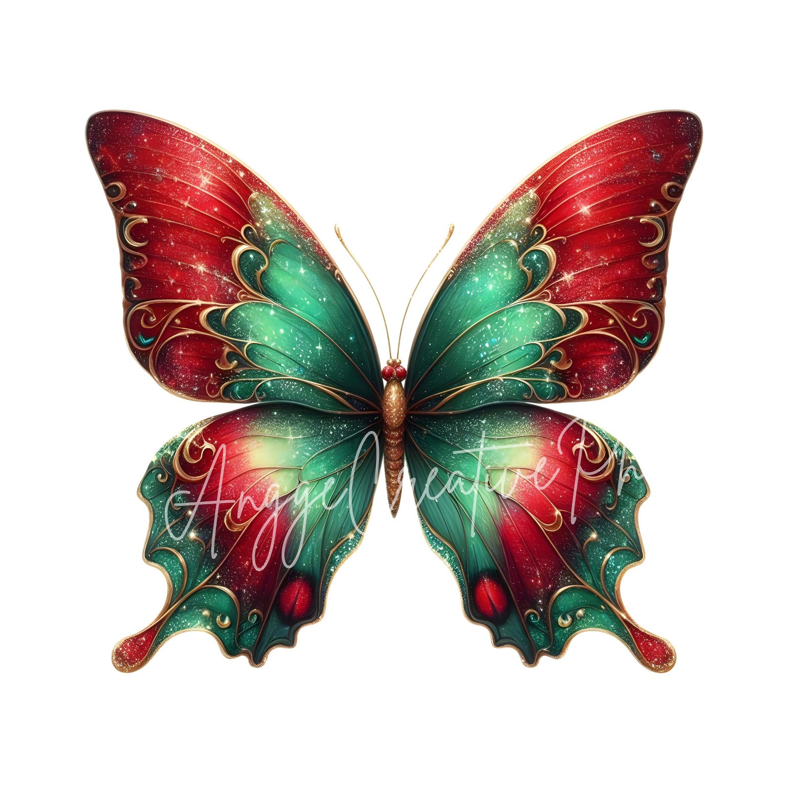 Christmas Butterfly Wings PNG Set | 15 Holiday Butterfly Clipart Images ...