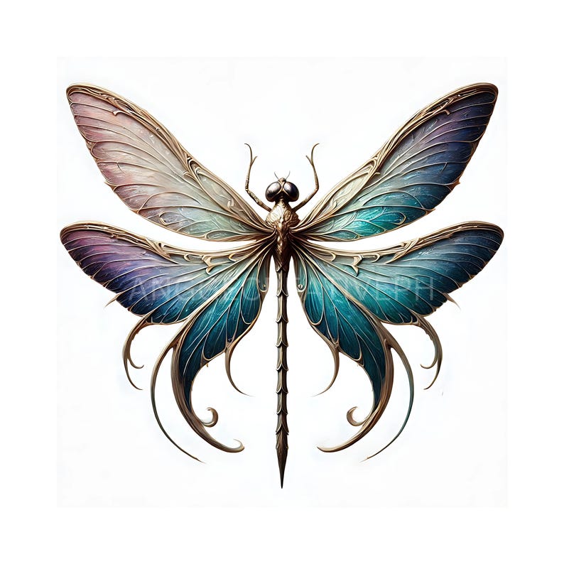 Metallic Dragonfly Wings Clipart: Fantasy Insect Set (digital Download ...
