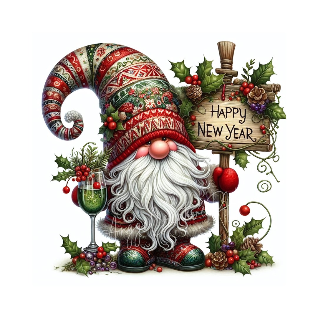 New Year Gnome Clipart Set: Festive 2025 Jpegs (digital Download) - Etsy