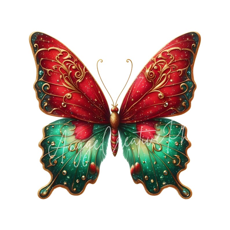 Christmas Butterfly Wings PNG Set | 15 Holiday Butterfly Clipart Images ...