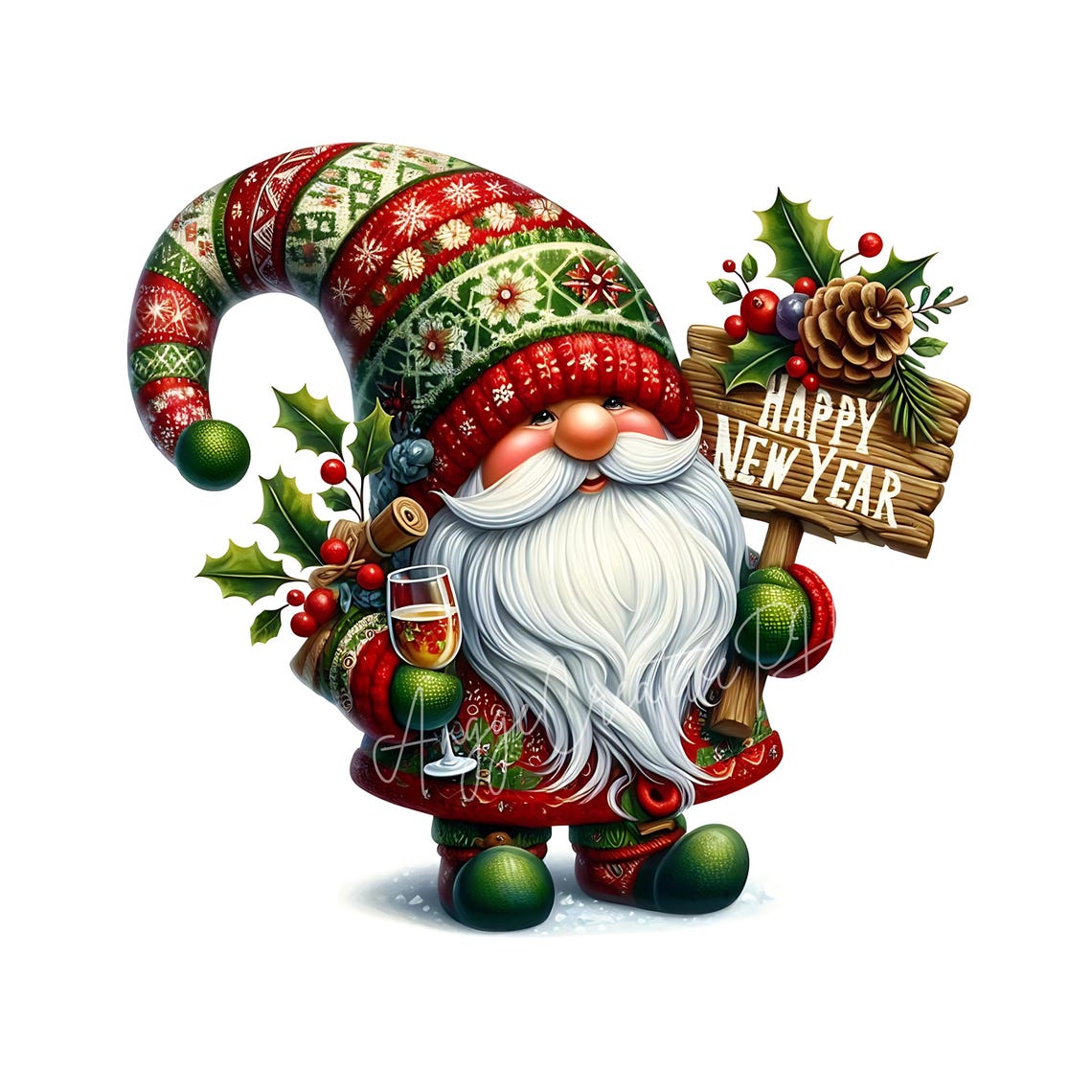 New Year Gnome Clipart Set: Festive 2025 Jpegs (digital Download) - Etsy