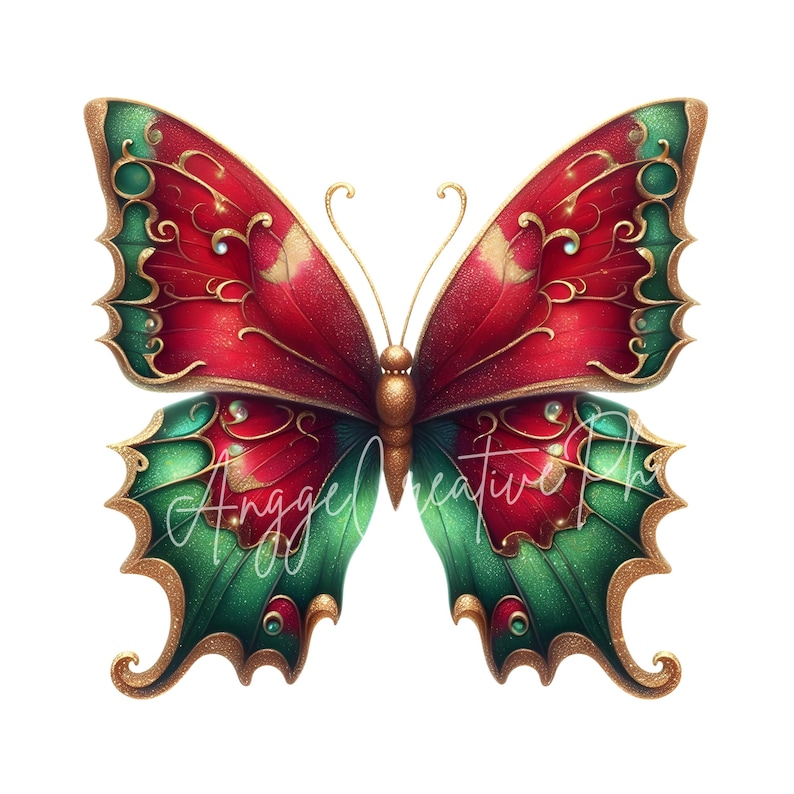 Christmas Butterfly Wings PNG Set | 15 Holiday Butterfly Clipart Images ...