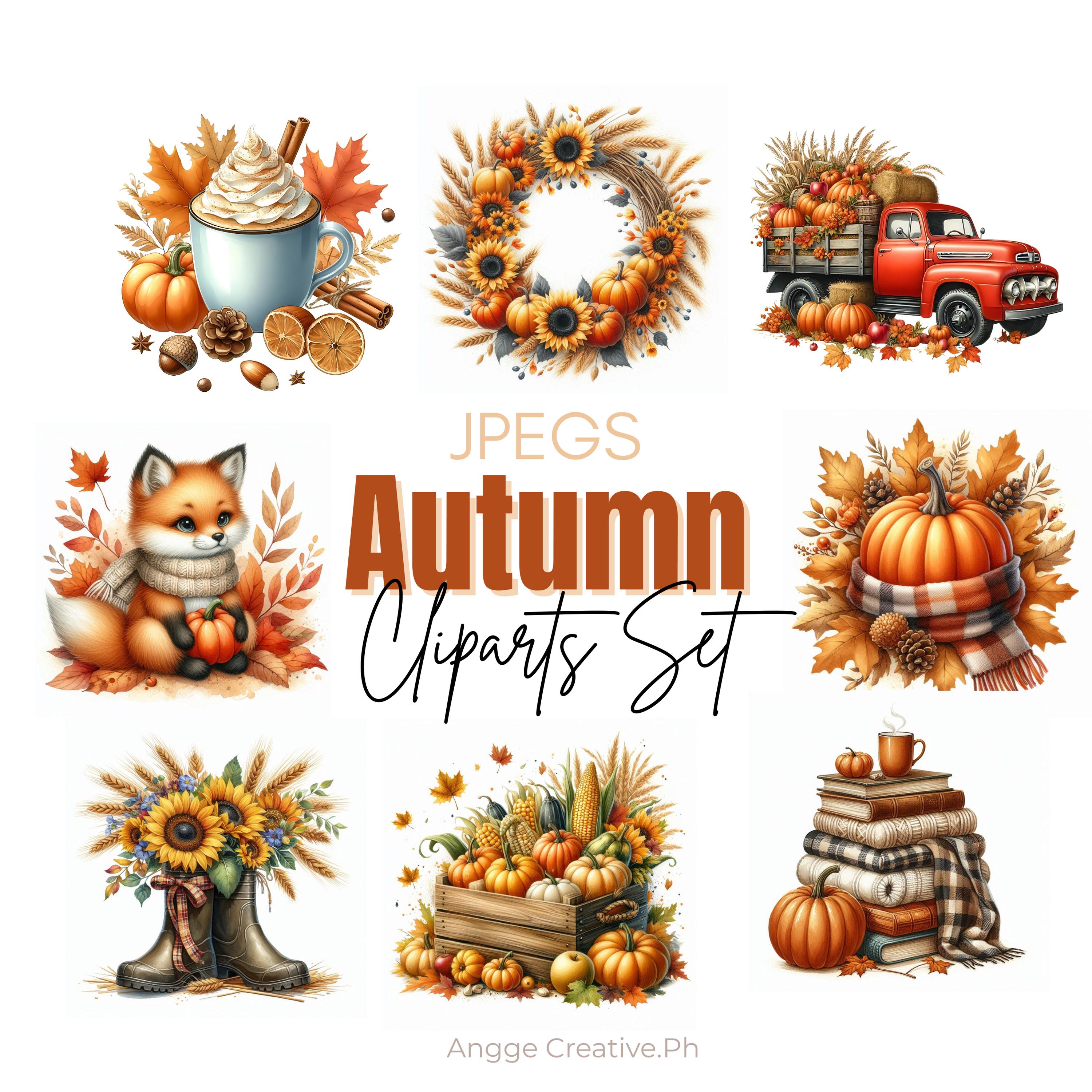 Watercolor Autumn Leaves Clipart Bundle: Fall Graphics, Sublimation Art ...
